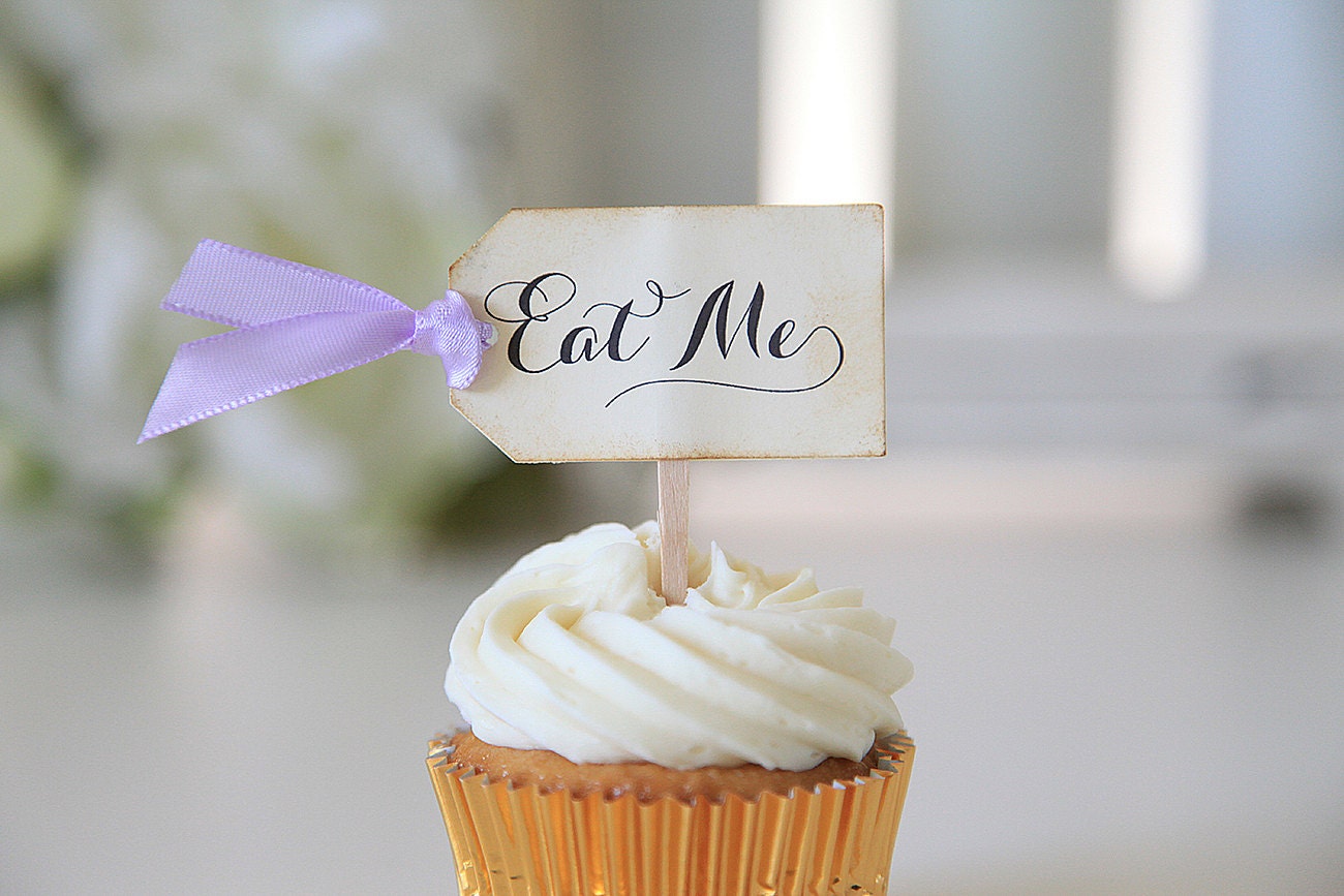 Eat Me Cupcake toppers Alice in Wonderland Wedding