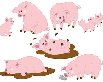 Pig clip art | Etsy