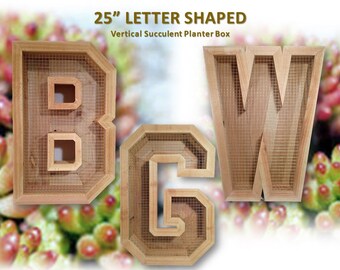 Wood letter planter | Etsy