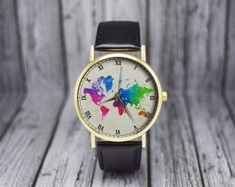World map watch | Etsy