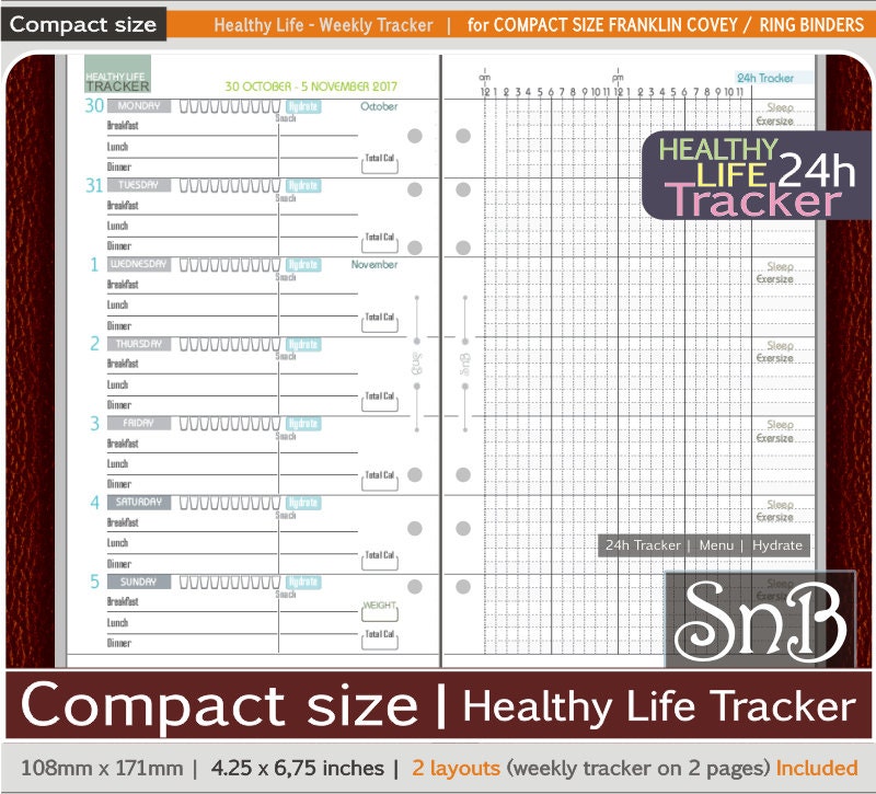 SnB Compact Healthy Life Weekly Tracker 2017 Printable