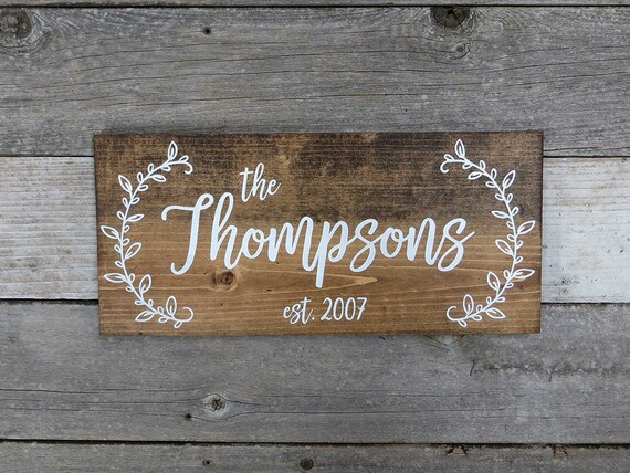 Personalized Rustic Hand Painted Wood Sign Family Name Sign
