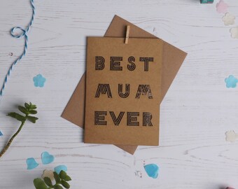 Mother's Day Card Button Flowers Paper Cut Card