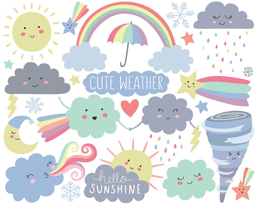 Weather Clipart Cute Clipart Cloud Clipart Spring Clipart