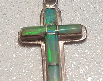 Opal cross necklace | Etsy