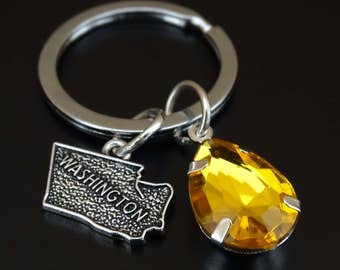 Tiny Gold Washington Charm Necklace Miniature State