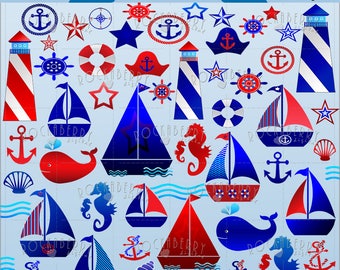 Boy nautical clipart Blue whale clipart Sea anchor clip art