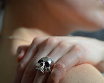 Half skull ring | Etsy