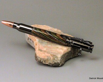 Bolt Action Bullet Pen Black Enamel Gun Metal Camo Crush