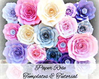 DIY Paper Roses Rose flower Templates SVG files DIY large