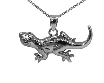 Gecko Necklace Gold 14k Gold Gecko Charm Gecko Pendant
