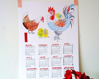 Unique chicken calendar related items | Etsy