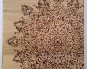 Freehand mehndi design pyrography kitchen spoon