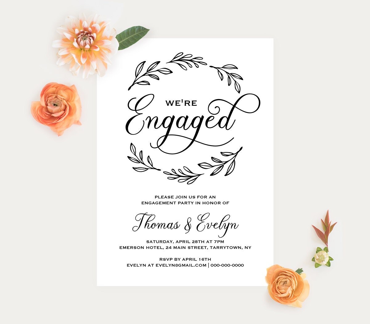 Engagement Invitation Template Printable Wedding Engagement 