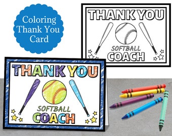 PRINTABLE Team Thank You Card for Softball Coach Instant
