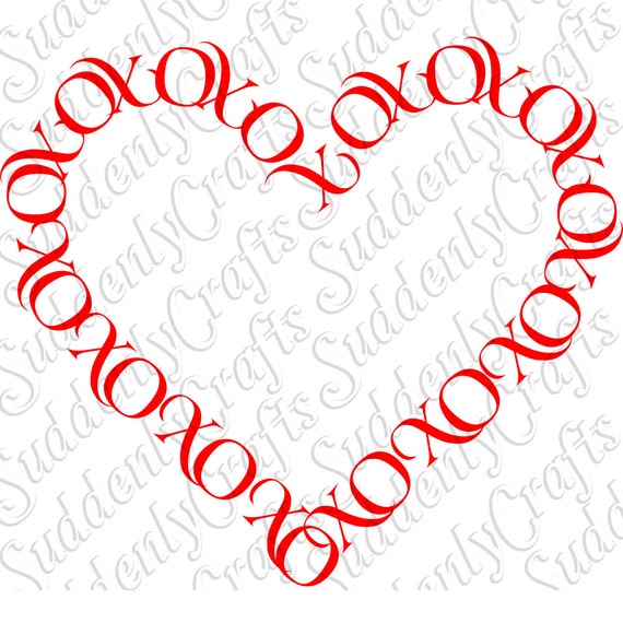 Hugs and Kisses Heart Border SVG