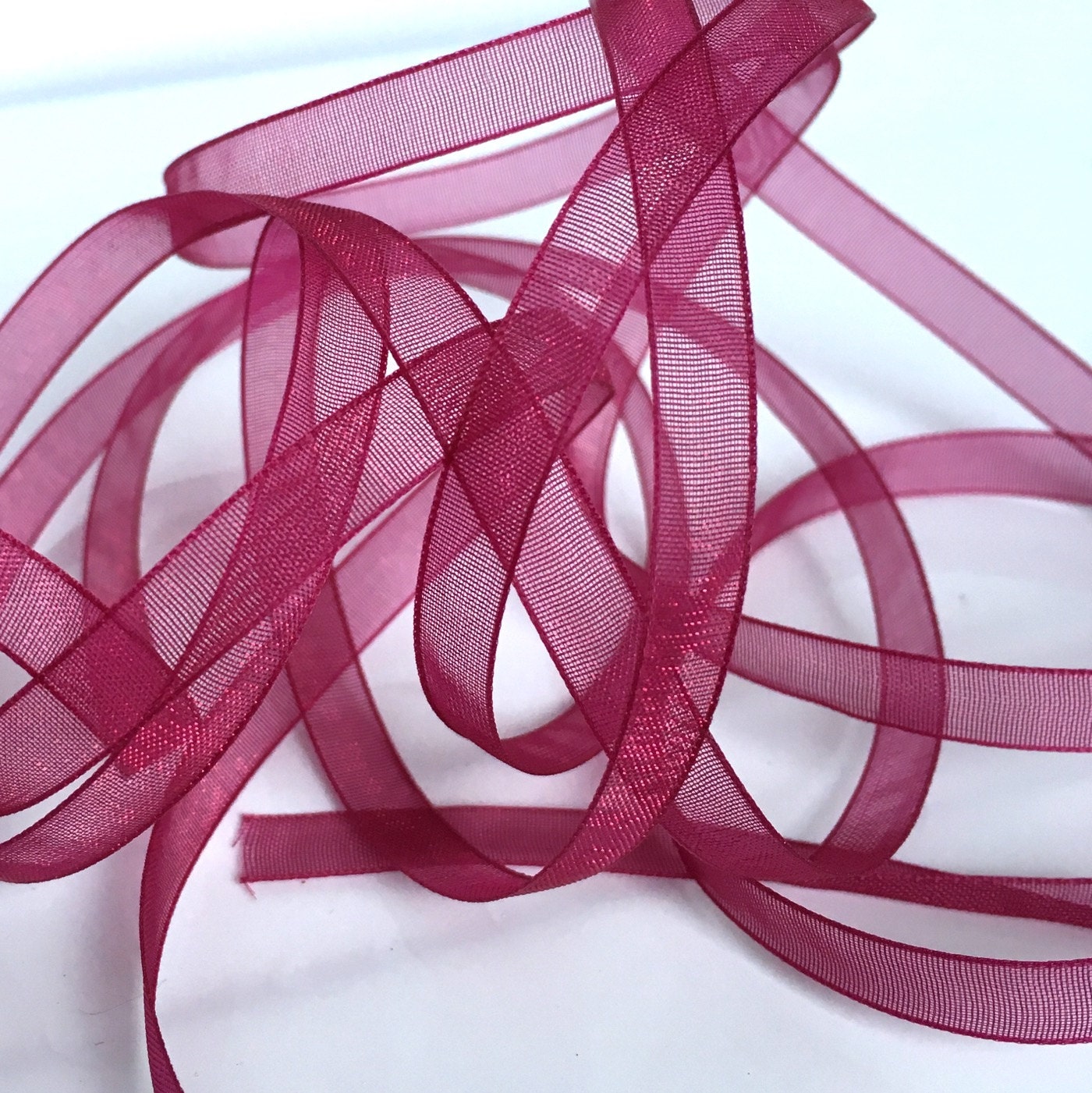 5M plum organza ribbon burgundy ribbon plum ribbon 7mm