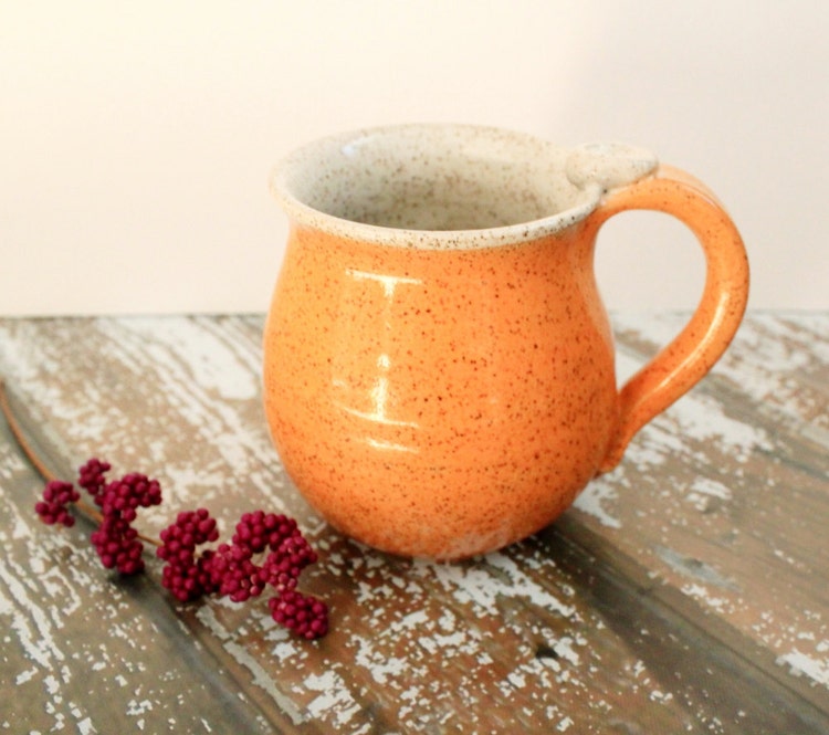 Speckled Orange Pottery Mug Ceramic Coffee Cup 13 by MissPottery
