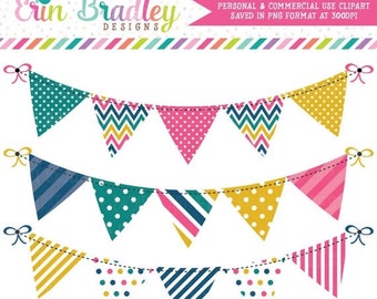 Items similar to Rainbow Bunting Clip Art, Banner Clipart, Graphics ...