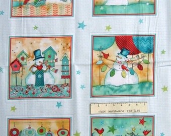 Snowman fabric panel | Etsy