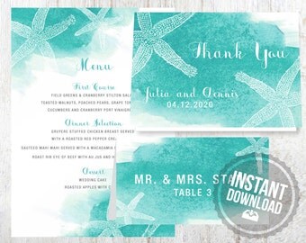 Starfish menu | Etsy