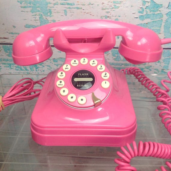 Vtg Vintage 1980s 80s Hot Pink Touch Tone Push Button Phone