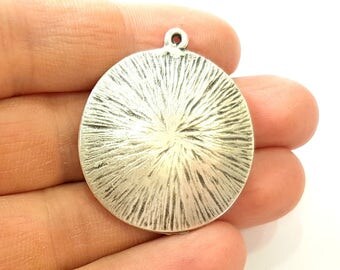 Sterling Silver Necklace Pendant Puffy Bead Pendant Round