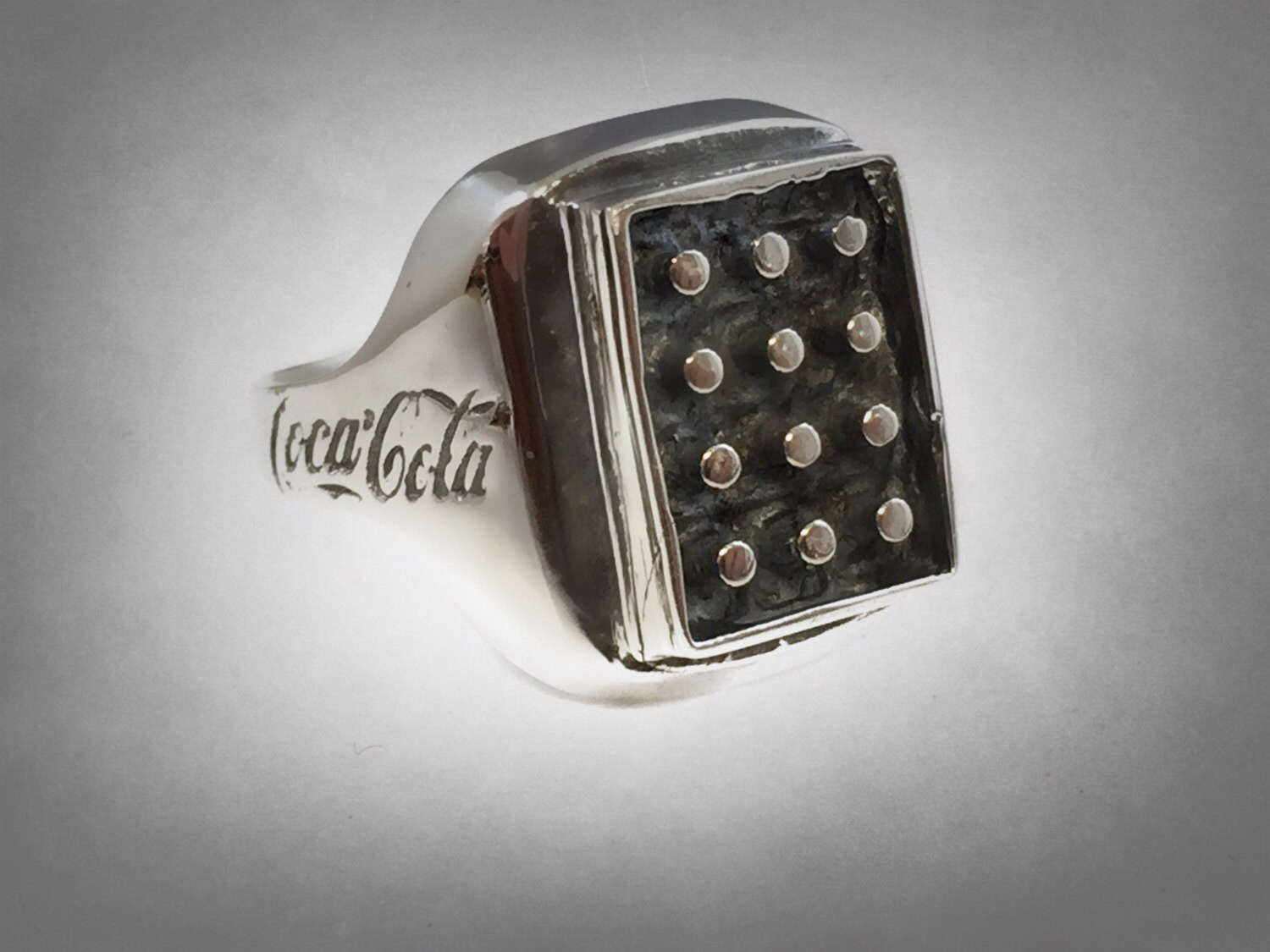 Coca Cola Crate 12 Bottles SOLID STERLING SILVER ring