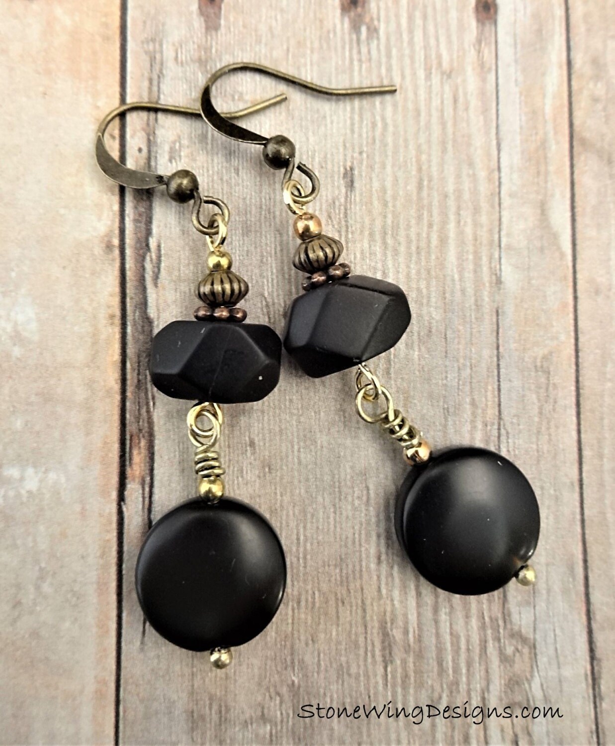 Boho Matte Black Onyx Earrings