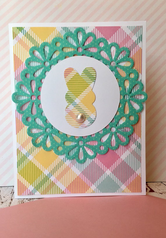 Easter Card Happy Easter Card Easter Bunny Card Plaid
