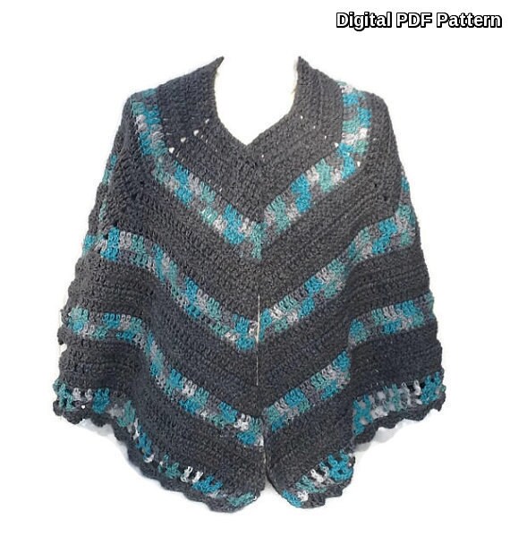 Open Poncho Shawl Crochet Pattern Crochet Cape Wrap Poncho PDF