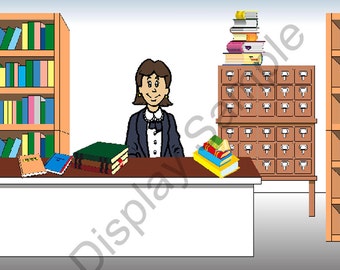 Bookkeeper female Toon Character Personalized Matted Print