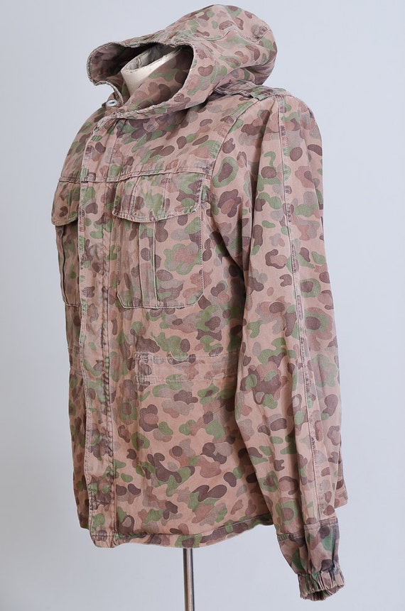 1950s Austrian Camo Parka Tanker Jacket Hooded Canvas Jacket