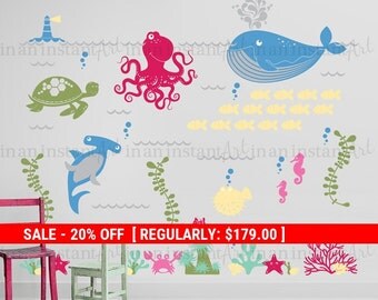 Marine life decal | Etsy