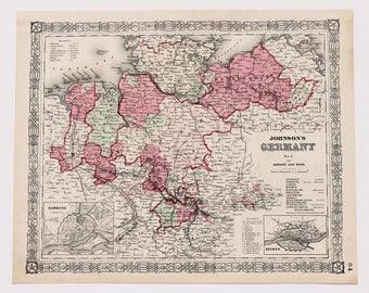 Vintage germany map | Etsy