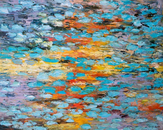 Abstract Art Abstract Canvas Art Waterlily Pond Original