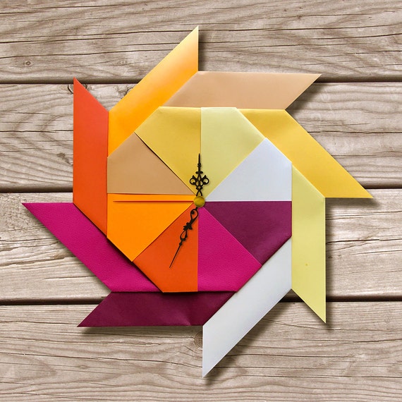 origami clock orange clock origami home decor origami art