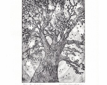 Tree etching | Etsy