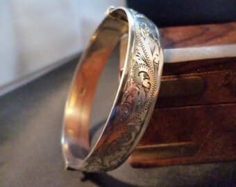 Heavy silver bangle | Etsy