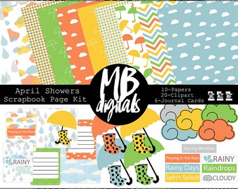 April shower clipart | Etsy