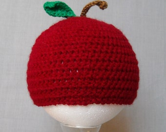 Red Apple Hat Baby Toddler and Child Size Beanie Hand