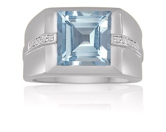 Mens aquamarine ring | Etsy