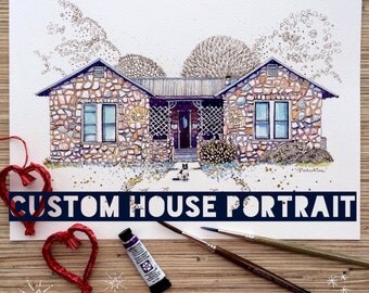 Custom house drawing | Etsy