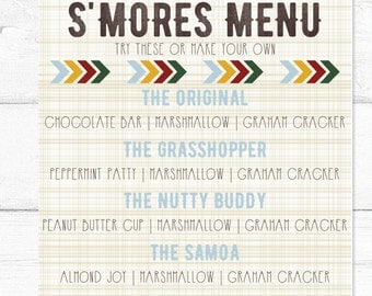 Smores menu | Etsy
