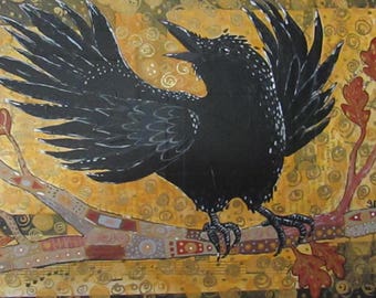 Raven painting | Etsy