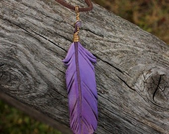 CUSTOM Leather Wings Necklace Bird Wing Pendant by windfalcon