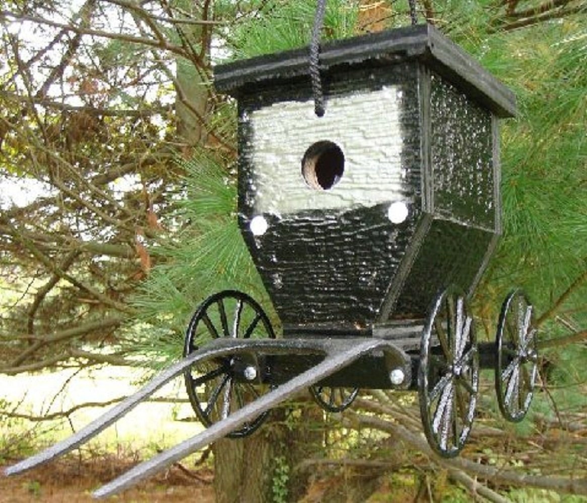 Amish Crafted Buggy Bird House with cast aluminum wheels and