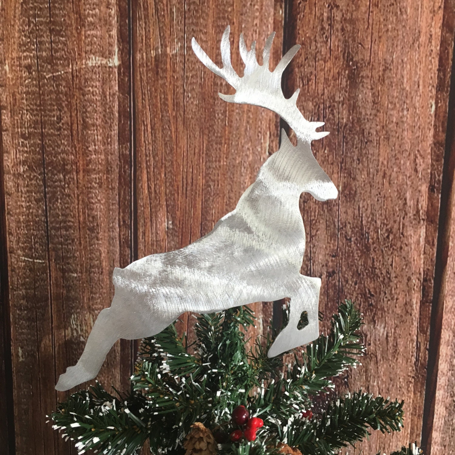 Reindeer Handcrafted Metal Tree Topper Holiday Decoration