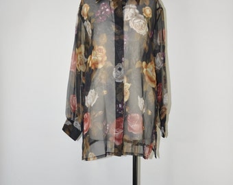 Rose print blouse | Etsy