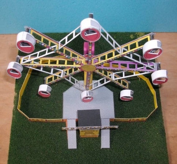 00 scale 'ROCK-O-PLANE' fairground ride model, Digital Card Model Kit ...